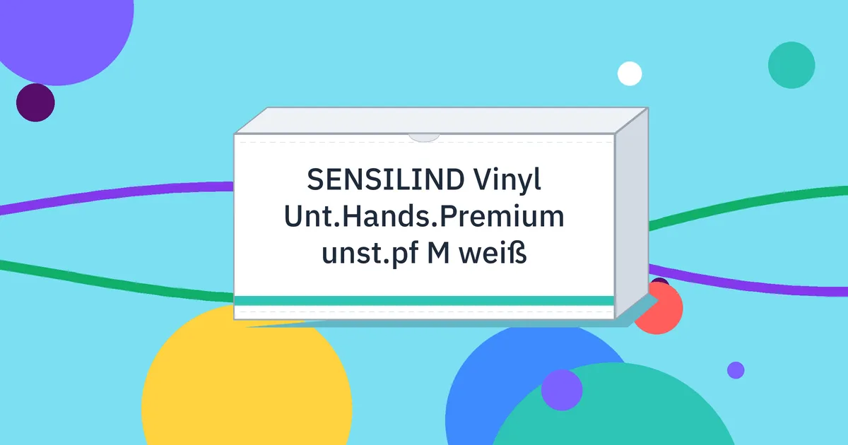 Symbolbild: Packung mit der Aufschrift SENSILIND Vinyl Unt.Hands.Premium unst.pf M weiß (PZN 14354121) – Verfügbarkeit und Bezug in Apotheken in Frankfurt am Main