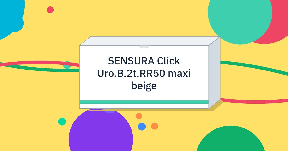 Symbolbild: Packung mit der Aufschrift SENSURA Click Uro.B.2t.RR50 maxi beige (PZN 07207000) – Verfügbarkeit und Bezug in Apotheken in Frankfurt am Main