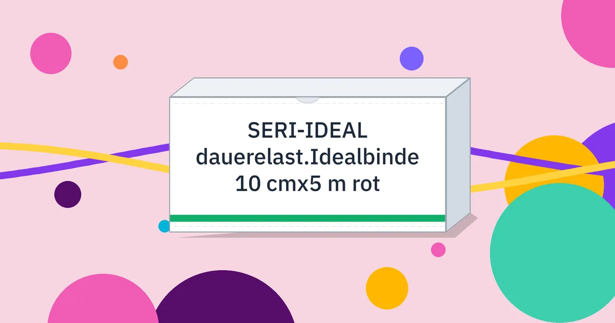 Symbolbild: Packung mit der Aufschrift SERI-IDEAL dauerelast.Idealbinde 10 cmx5 m rot (PZN 19836830) – Verfügbarkeit und Bezug in Apotheken in Frankfurt am Main