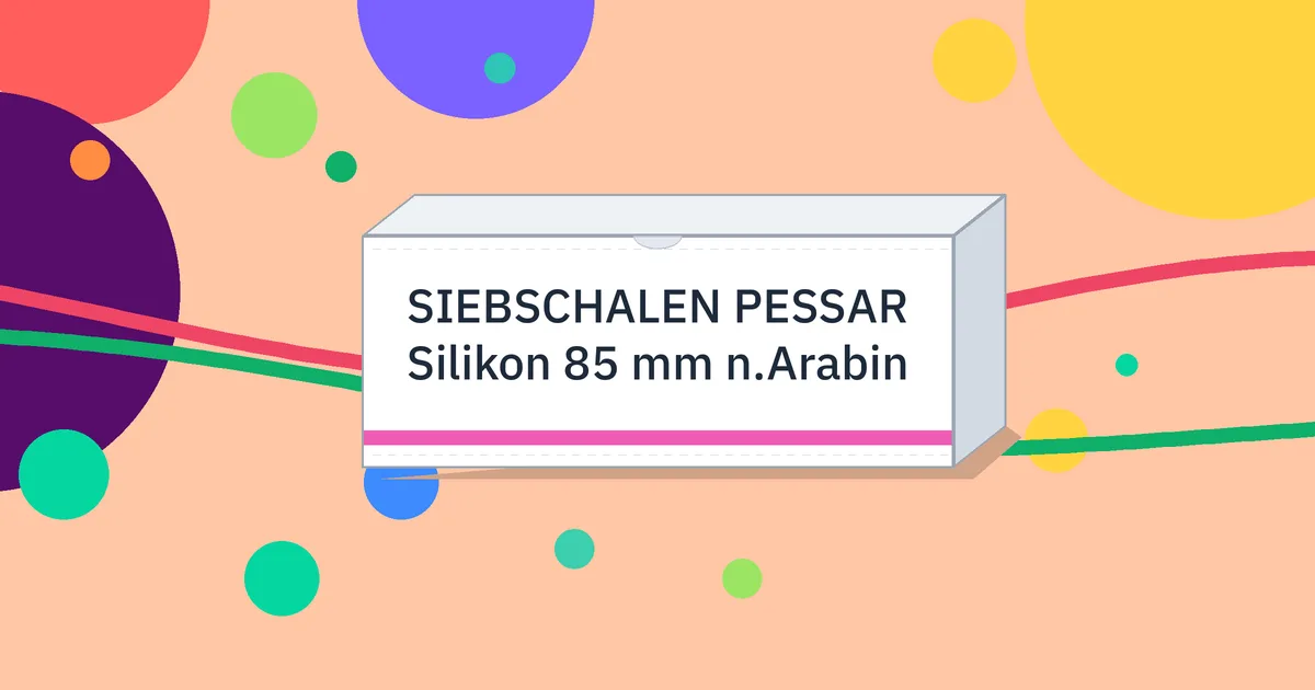 Symbolbild: Packung mit der Aufschrift SIEBSCHALEN PESSAR Silikon 85 mm n.Arabin (PZN 00242051) – Verfügbarkeit und Bezug in Apotheken in Frankfurt am Main