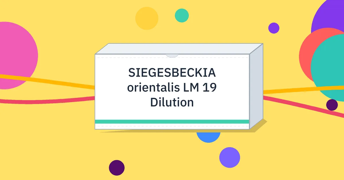 Symbolbild: Packung mit der Aufschrift SIEGESBECKIA orientalis LM 19 Dilution (PZN 13677359) – Verfügbarkeit und Bezug in Apotheken in Frankfurt am Main