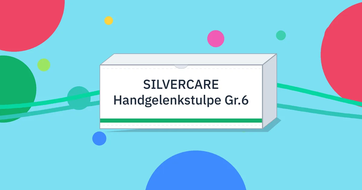 Symbolbild: Packung mit der Aufschrift SILVERCARE Handgelenkstulpe Gr.6 (PZN 06716254) – Verfügbarkeit und Bezug in Apotheken in Frankfurt am Main