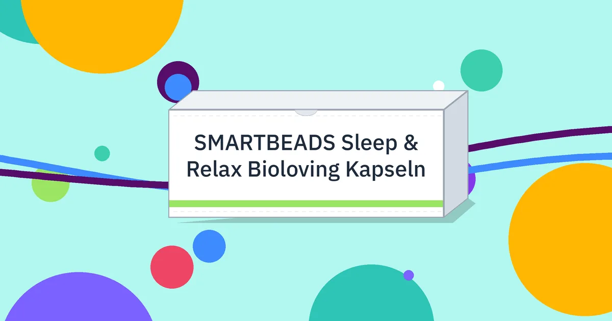 Symbolbild: Packung mit der Aufschrift SMARTBEADS Sleep & Relax Bioloving Kapseln (PZN 17550259) – Verfügbarkeit und Bezug in Apotheken in Frankfurt am Main