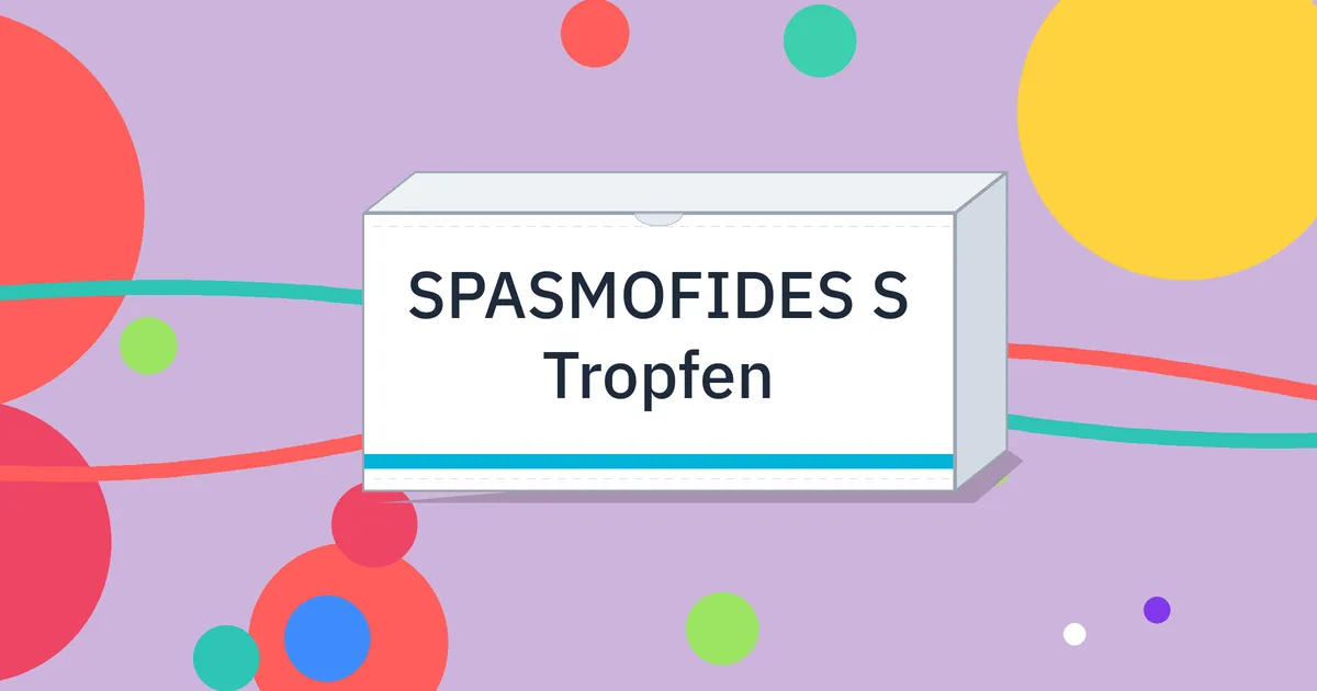 Symbolbild: Packung mit der Aufschrift SPASMOFIDES S Tropfen (PZN 03687925) – Verfügbarkeit und Bezug in Apotheken in Frankfurt am Main