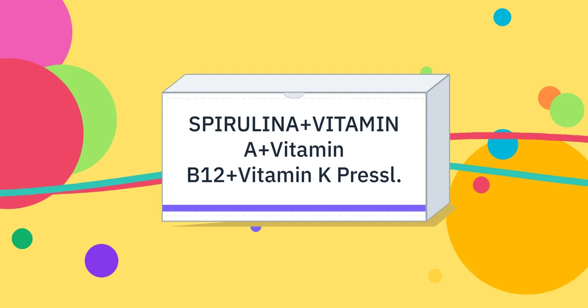 Symbolbild: Packung mit der Aufschrift SPIRULINA+VITAMIN A+Vitamin B12+Vitamin K Pressl. (PZN 17414639) – Verfügbarkeit und Bezug in Apotheken in Frankfurt am Main