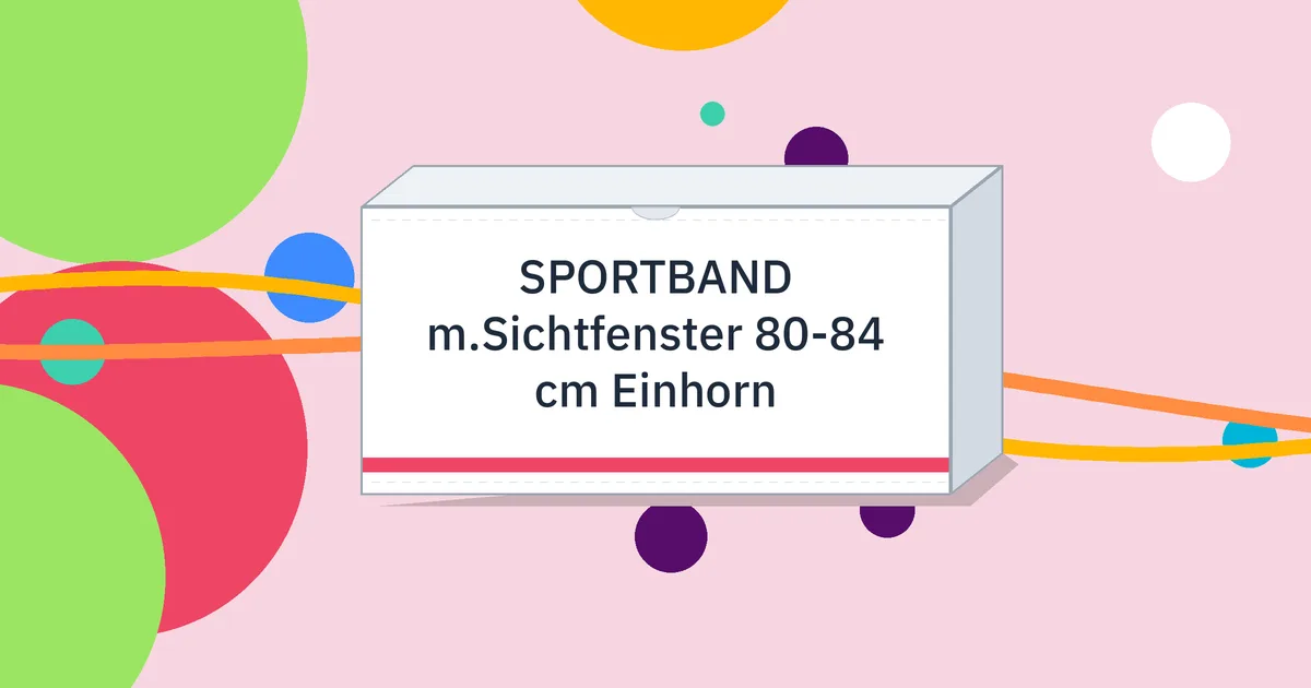 Symbolbild: Packung mit der Aufschrift SPORTBAND m.Sichtfenster 80-84 cm Einhorn (PZN 17837274) – Verfügbarkeit und Bezug in Apotheken in Frankfurt am Main