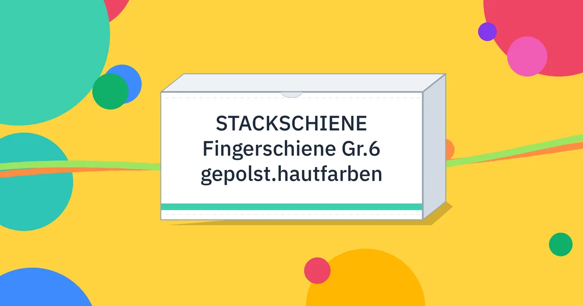 Symbolbild: Packung mit der Aufschrift STACKSCHIENE Fingerschiene Gr.6 gepolst.hautfarben (PZN 12776042) – Verfügbarkeit und Bezug in Apotheken in Frankfurt am Main
