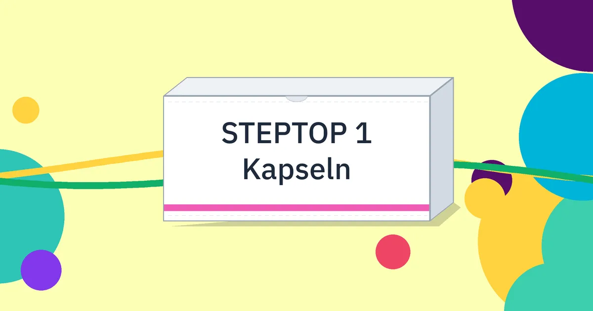 Symbolbild: Packung mit der Aufschrift STEPTOP 1 Kapseln (PZN 11878349) – Verfügbarkeit und Bezug in Apotheken in Frankfurt am Main