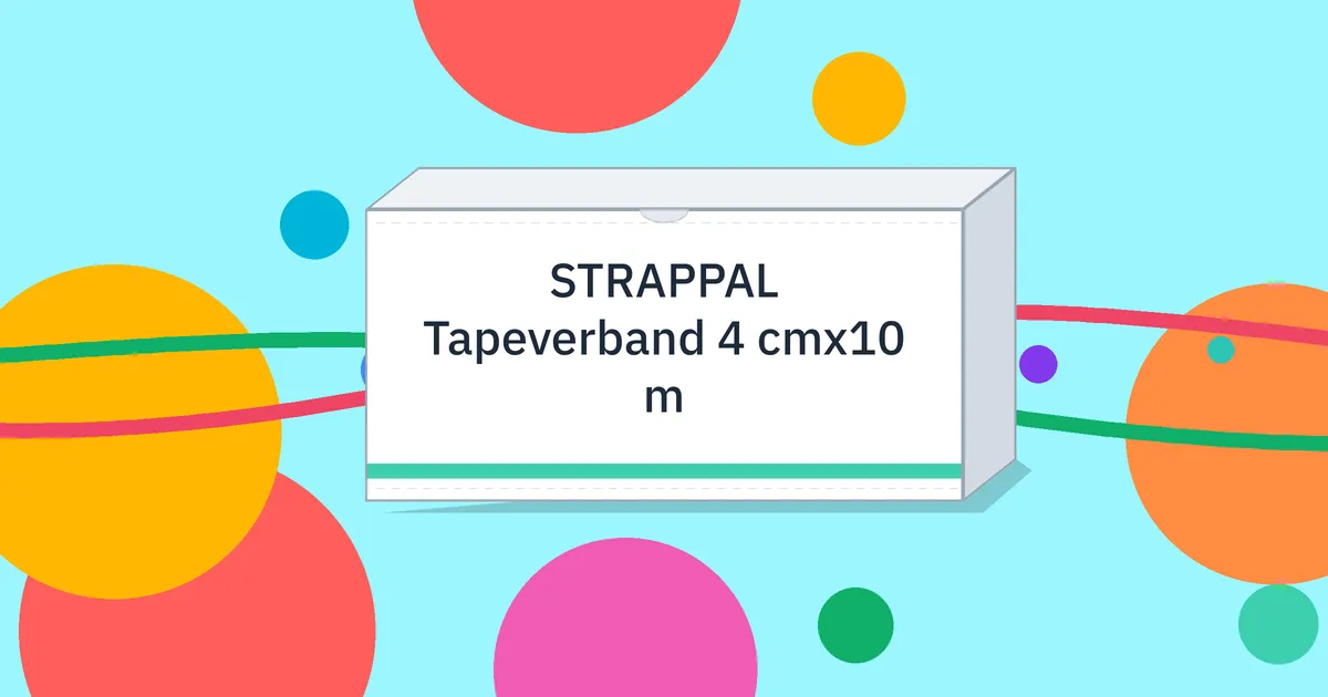Symbolbild: Packung mit der Aufschrift STRAPPAL Tapeverband 4 cmx10 m (PZN 04300992) – Verfügbarkeit und Bezug in Apotheken in Frankfurt am Main