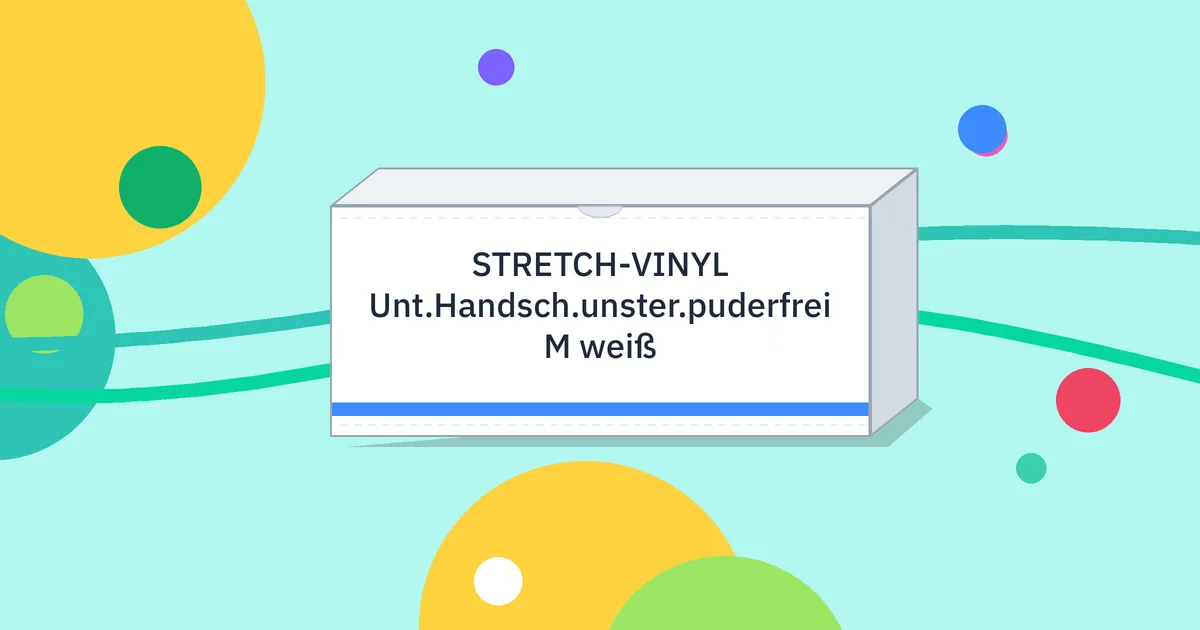 Symbolbild: Packung mit der Aufschrift STRETCH-VINYL Unt.Handsch.unster.puderfrei M weiß (PZN 11069029) – Verfügbarkeit und Bezug in Apotheken in Frankfurt am Main