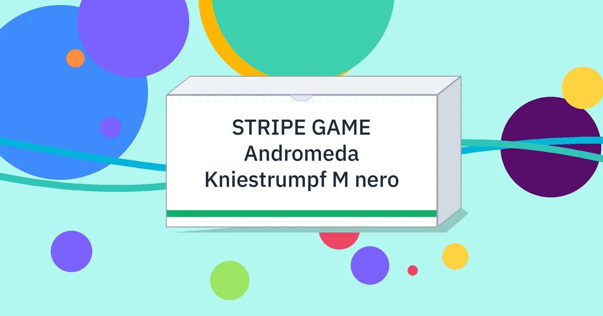 Symbolbild: Packung mit der Aufschrift STRIPE GAME Andromeda Kniestrumpf M nero (PZN 20209423) – Verfügbarkeit und Bezug in Apotheken in Frankfurt am Main