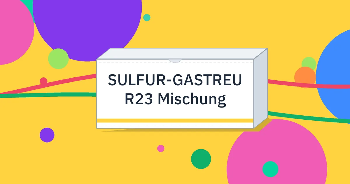Symbolbild: Packung mit der Aufschrift SULFUR-GASTREU R23 Mischung (PZN 04163087) – Verfügbarkeit und Bezug in Apotheken in Frankfurt am Main