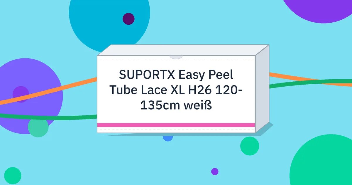 Symbolbild: Packung mit der Aufschrift SUPORTX Easy Peel Tube Lace XL H26 120-135cm weiß (PZN 10125659) – Verfügbarkeit und Bezug in Apotheken in Frankfurt am Main