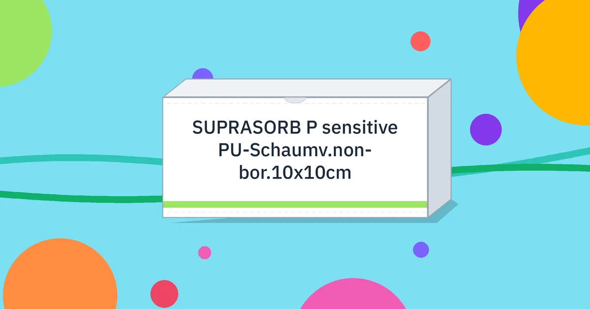 Symbolbild: Packung mit der Aufschrift SUPRASORB P sensitive PU-Schaumv.non-bor.10x10cm (PZN 10118145) – Verfügbarkeit und Bezug in Apotheken in Frankfurt am Main