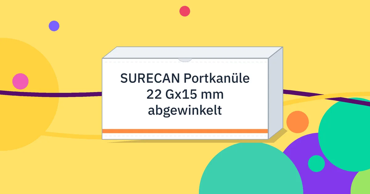 Symbolbild: Packung mit der Aufschrift SURECAN Portkanüle 22 Gx15 mm abgewinkelt (PZN 03429293) – Verfügbarkeit und Bezug in Apotheken in Frankfurt am Main