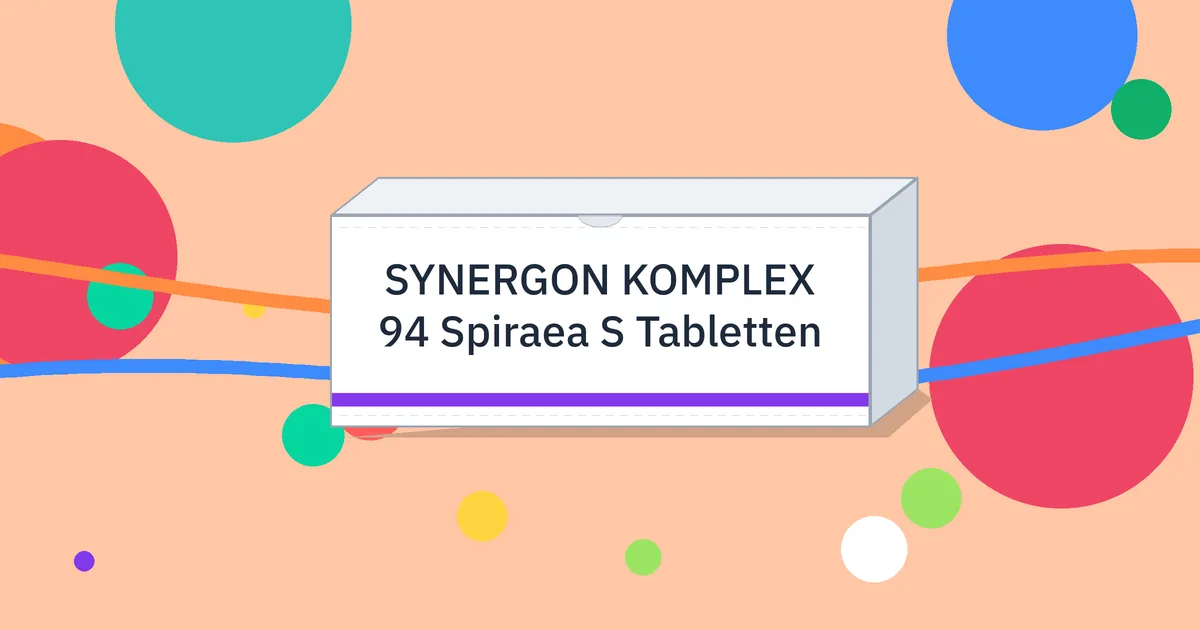 Symbolbild: Packung mit der Aufschrift SYNERGON KOMPLEX 94 Spiraea S Tabletten (PZN 18387436) – Verfügbarkeit und Bezug in Apotheken in Frankfurt am Main
