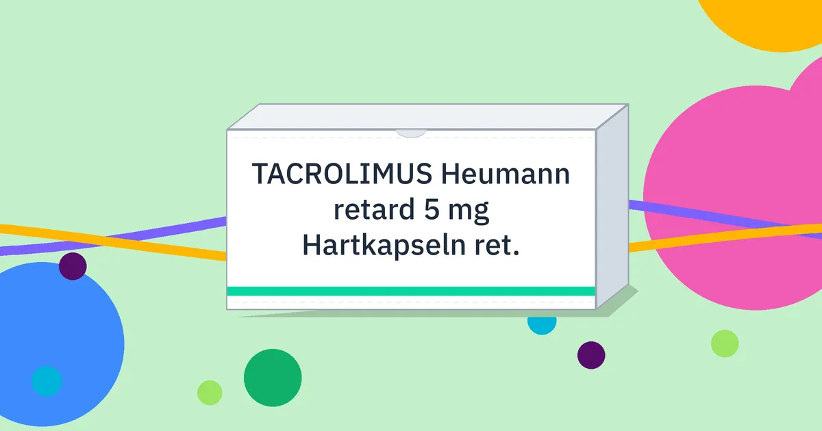Symbolbild: Packung mit der Aufschrift TACROLIMUS Heumann retard 5 mg Hartkapseln ret. (PZN 18490861) – Verfügbarkeit und Bezug in Apotheken in Frankfurt am Main