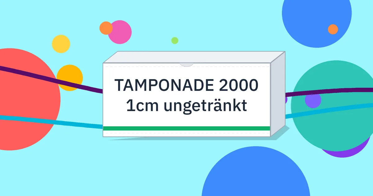 Symbolbild: Packung mit der Aufschrift TAMPONADE 2000 1cm ungetränkt (PZN 08502445) – Verfügbarkeit und Bezug in Apotheken in Frankfurt am Main
