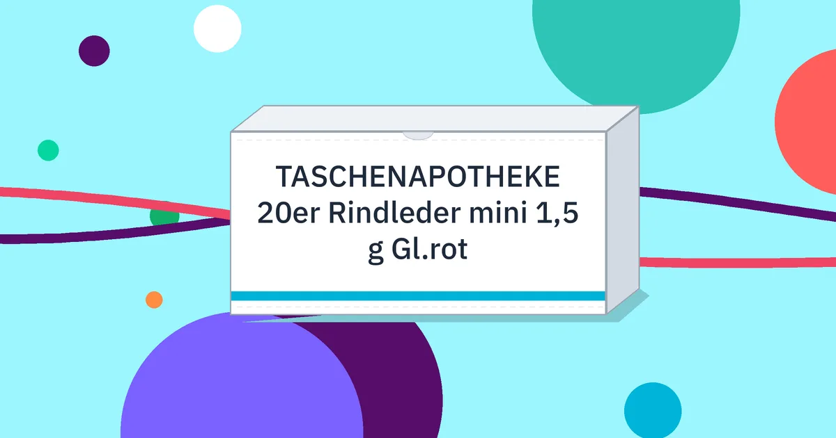 Symbolbild: Packung mit der Aufschrift TASCHENAPOTHEKE 20er Rindleder mini 1,5 g Gl.rot (PZN 00421807) – Verfügbarkeit und Bezug in Apotheken in Frankfurt am Main