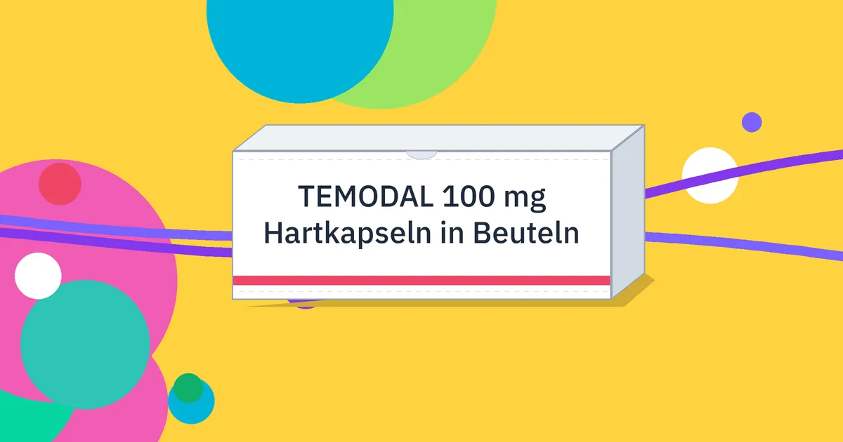 Symbolbild: Packung mit der Aufschrift TEMODAL 100 mg Hartkapseln in Beuteln (PZN 13982648) – Verfügbarkeit und Bezug in Apotheken in Frankfurt am Main