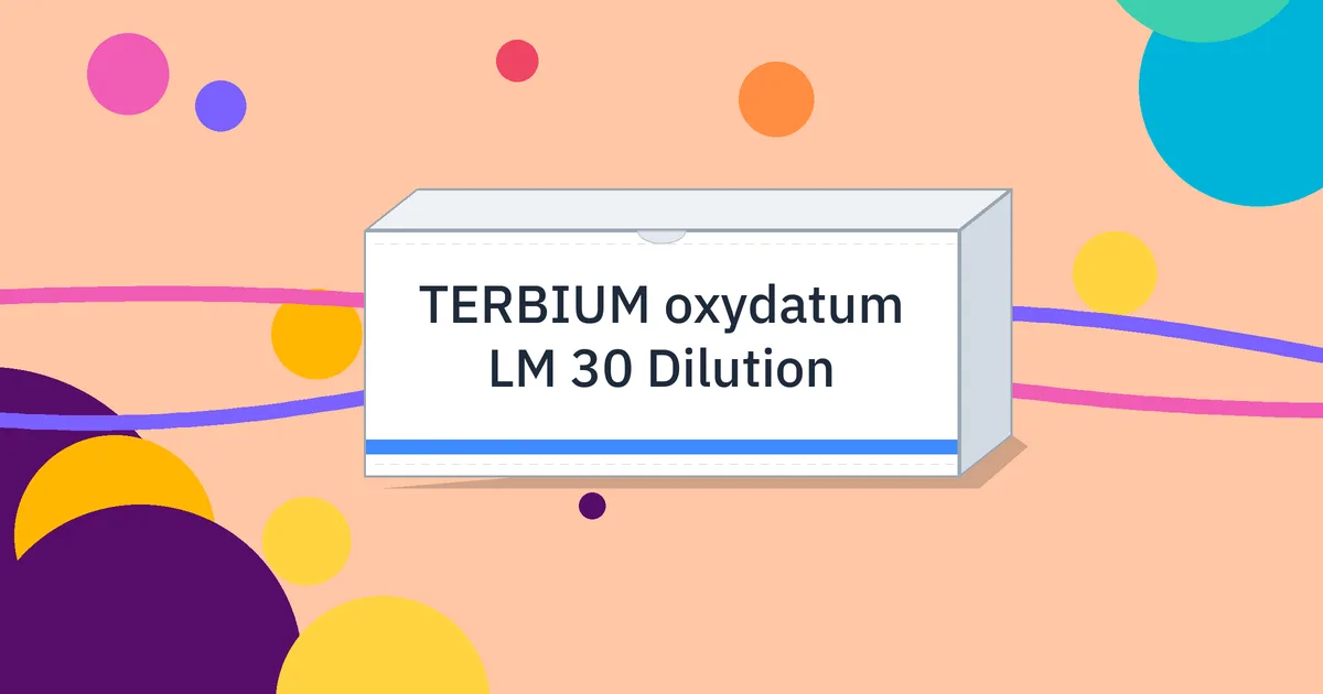 Symbolbild: Packung mit der Aufschrift TERBIUM oxydatum LM 30 Dilution (PZN 13216374) – Verfügbarkeit und Bezug in Apotheken in Frankfurt am Main