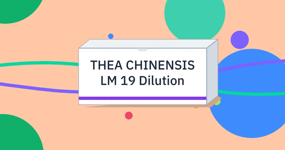 Symbolbild: Packung mit der Aufschrift THEA CHINENSIS LM 19 Dilution (PZN 13219378) – Verfügbarkeit und Bezug in Apotheken in Frankfurt am Main