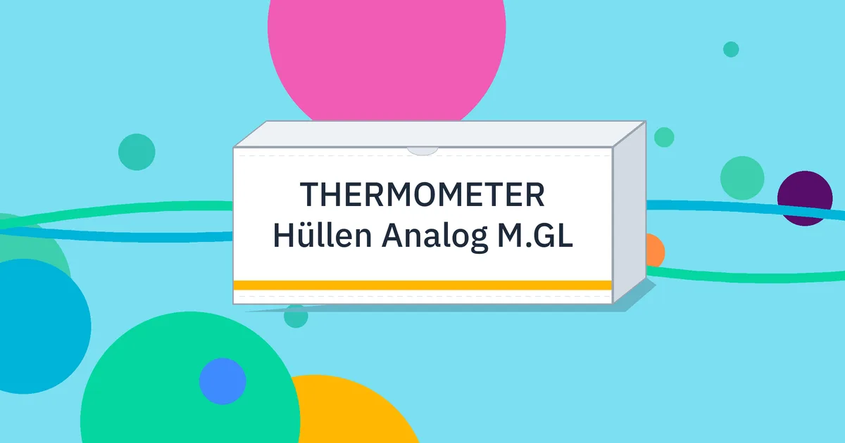 Symbolbild: Packung mit der Aufschrift THERMOMETER Hüllen Analog M.GL (PZN 07107362) – Verfügbarkeit und Bezug in Apotheken in Frankfurt am Main