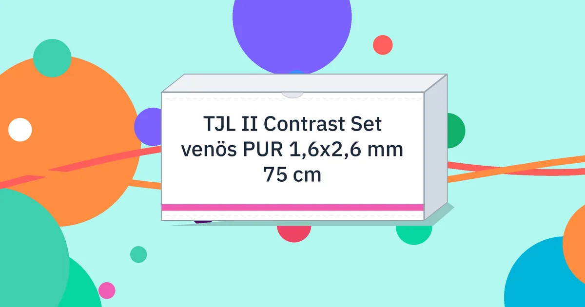 Symbolbild: Packung mit der Aufschrift TJL II Contrast Set venös PUR 1,6x2,6 mm 75 cm (PZN 07591441) – Verfügbarkeit und Bezug in Apotheken in Frankfurt am Main