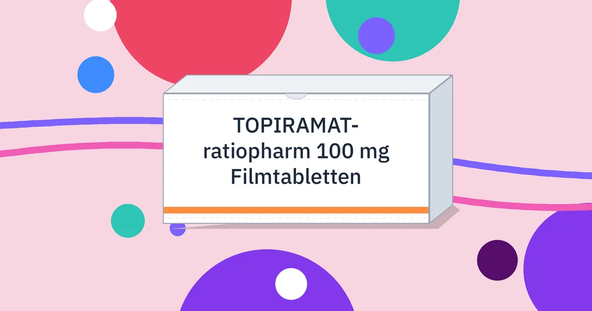 Symbolbild: Packung mit der Aufschrift TOPIRAMAT-ratiopharm 100 mg Filmtabletten (PZN 09001521) – Verfügbarkeit und Bezug in Apotheken in Frankfurt am Main