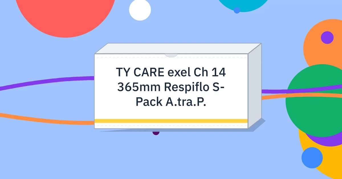 Symbolbild: Packung mit der Aufschrift TY CARE exel Ch 14 365mm Respiflo S-Pack A.tra.P. (PZN 00818491) – Verfügbarkeit und Bezug in Apotheken in Frankfurt am Main