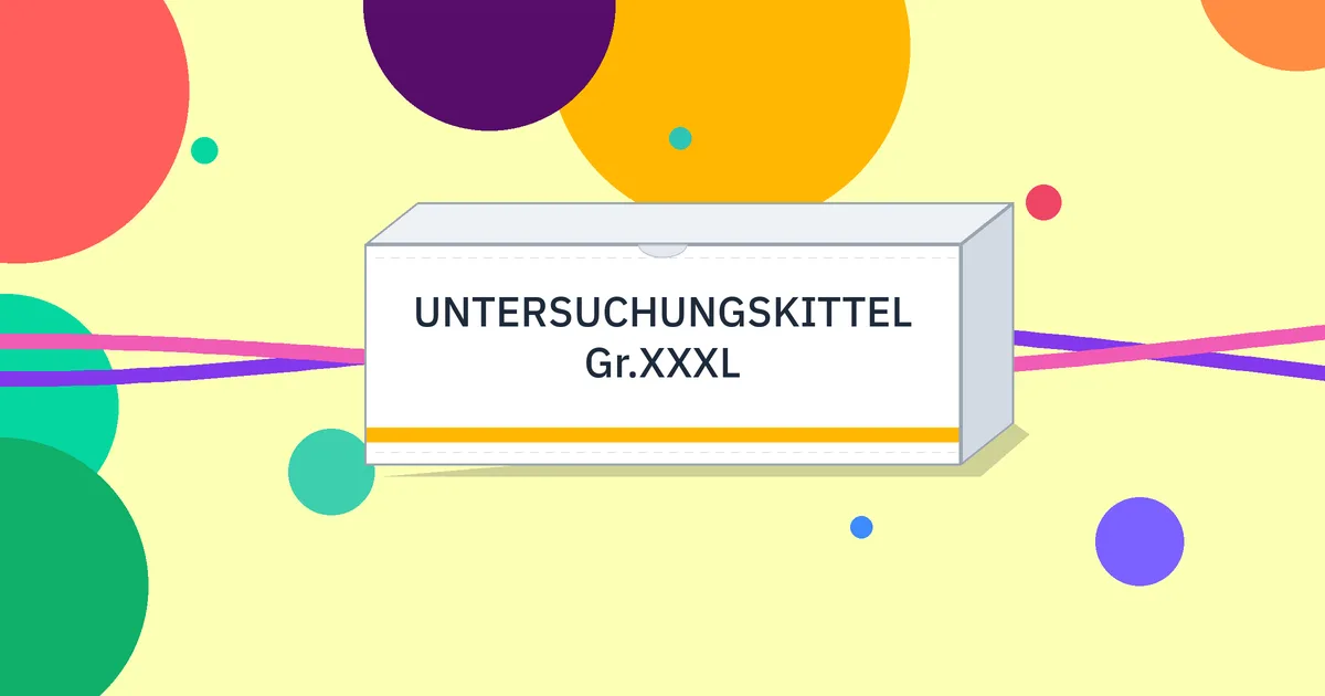 Symbolbild: Packung mit der Aufschrift UNTERSUCHUNGSKITTEL Gr.XXXL (PZN 18033276) – Verfügbarkeit und Bezug in Apotheken in Frankfurt am Main