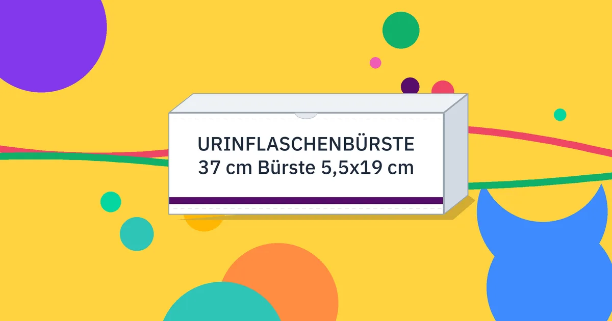 Symbolbild: Packung mit der Aufschrift URINFLASCHENBÜRSTE 37 cm Bürste 5,5x19 cm (PZN 10545143) – Verfügbarkeit und Bezug in Apotheken in Frankfurt am Main