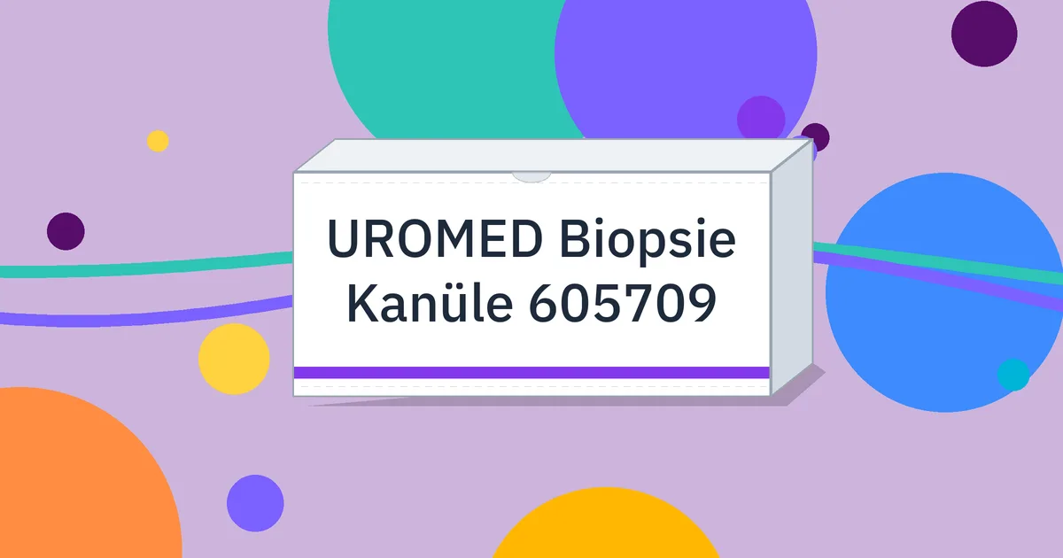 Symbolbild: Packung mit der Aufschrift UROMED Biopsie Kanüle 605709 (PZN 06915982) – Verfügbarkeit und Bezug in Apotheken in Frankfurt am Main