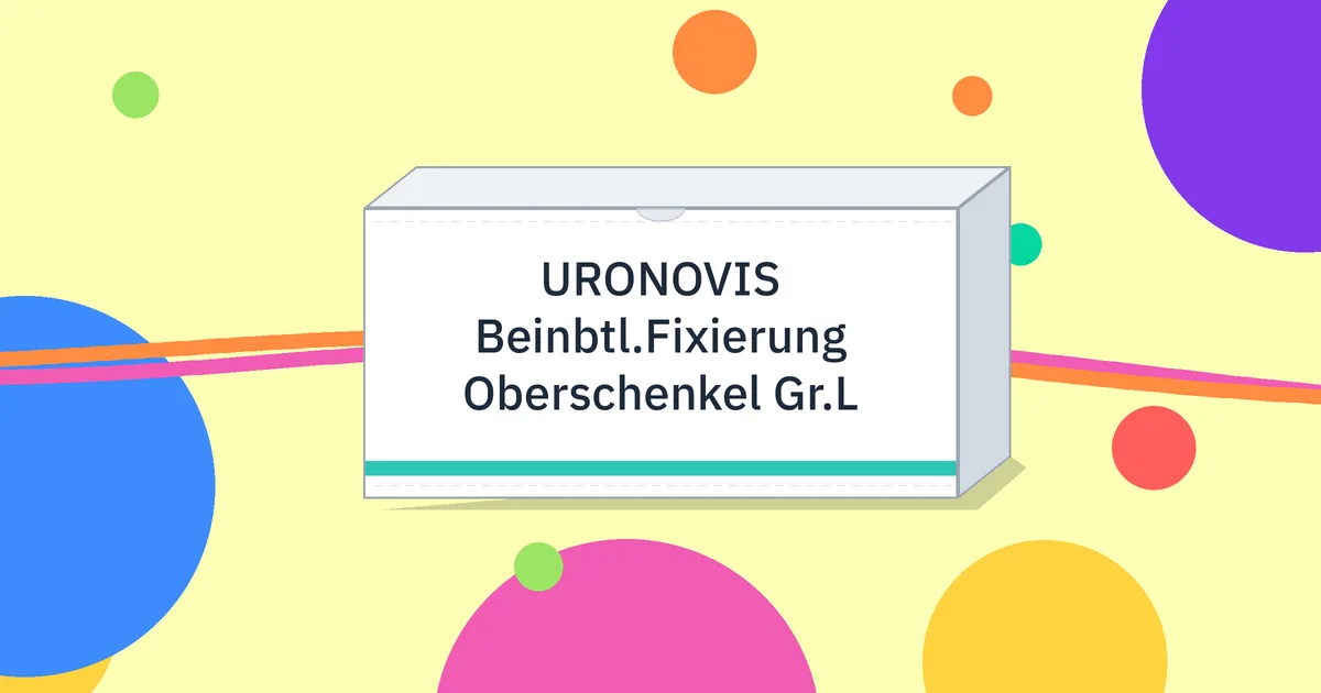 Symbolbild: Packung mit der Aufschrift URONOVIS Beinbtl.Fixierung Oberschenkel Gr.L (PZN 14373259) – Verfügbarkeit und Bezug in Apotheken in Frankfurt am Main