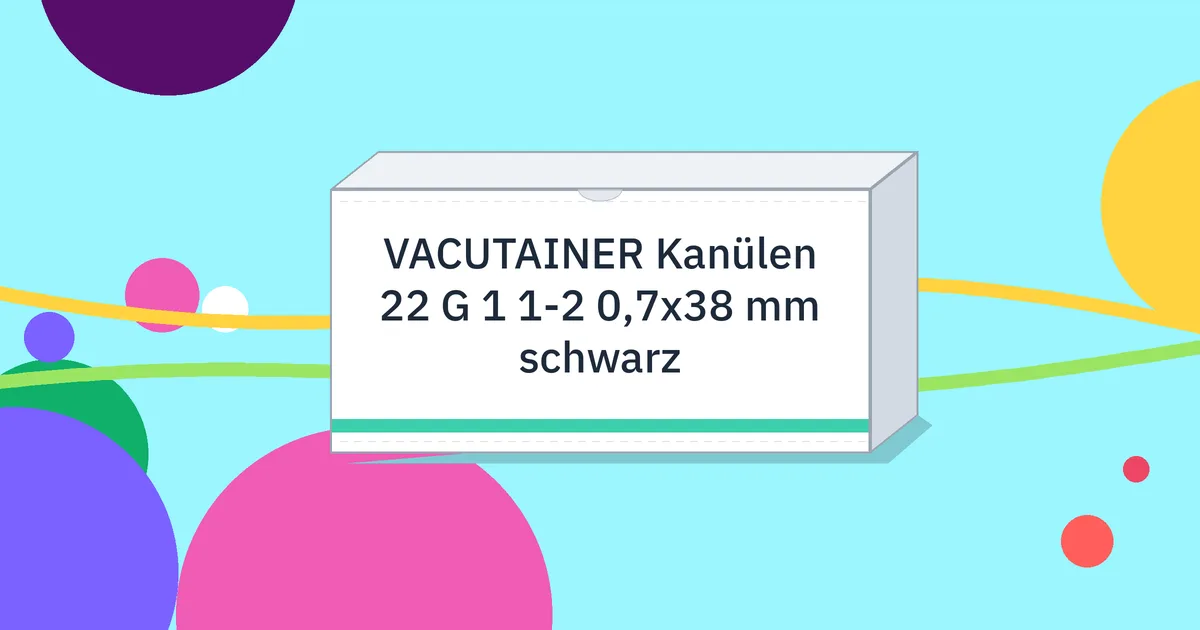 Symbolbild: Packung mit der Aufschrift VACUTAINER Kanülen 22 G 1 1-2 0,7x38 mm schwarz (PZN 09786976) – Verfügbarkeit und Bezug in Apotheken in Frankfurt am Main