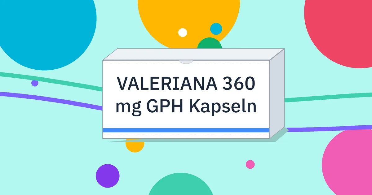 Symbolbild: Packung mit der Aufschrift VALERIANA 360 mg GPH Kapseln (PZN 09749389) – Verfügbarkeit und Bezug in Apotheken in Frankfurt am Main