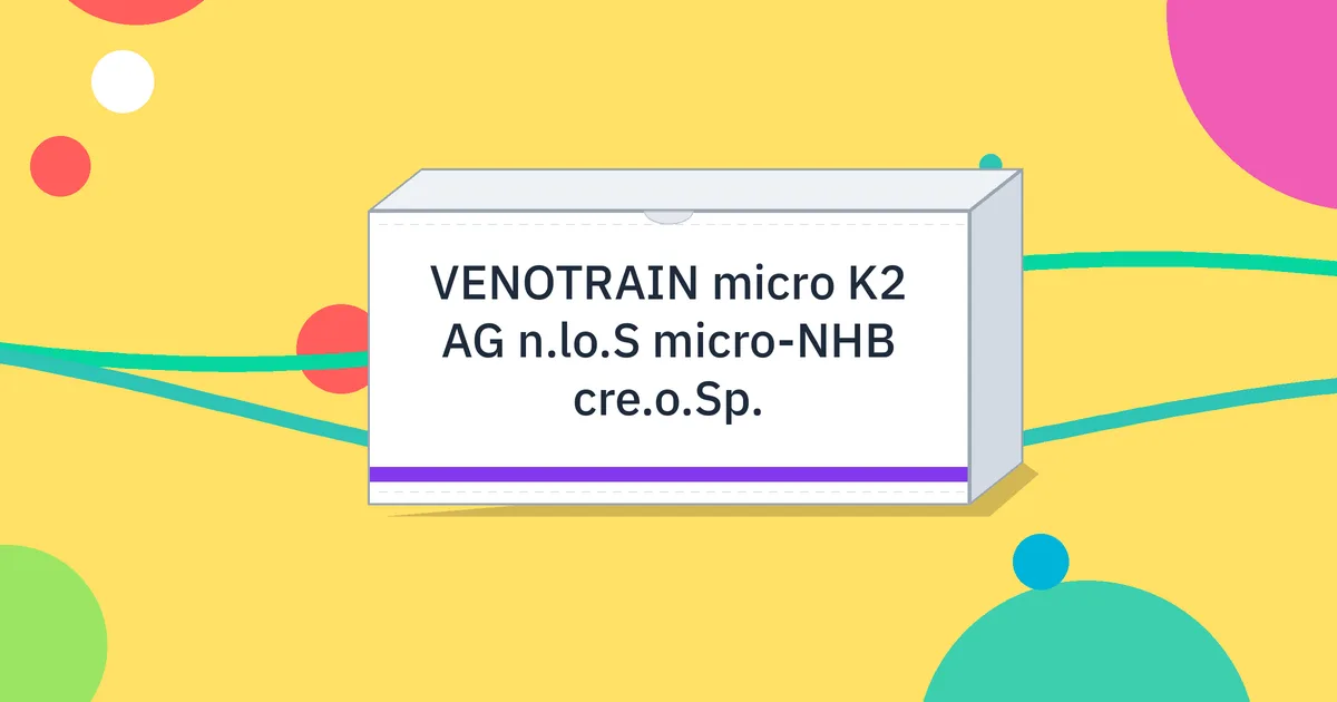 Symbolbild: Packung mit der Aufschrift VENOTRAIN micro K2 AG n.lo.S micro-NHB cre.o.Sp. (PZN 16065119) – Verfügbarkeit und Bezug in Apotheken in Frankfurt am Main