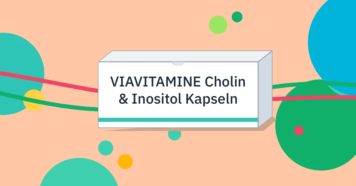 Symbolbild: Packung mit der Aufschrift VIAVITAMINE Cholin & Inositol Kapseln (PZN 08880302) – Verfügbarkeit und Bezug in Apotheken in Frankfurt am Main
