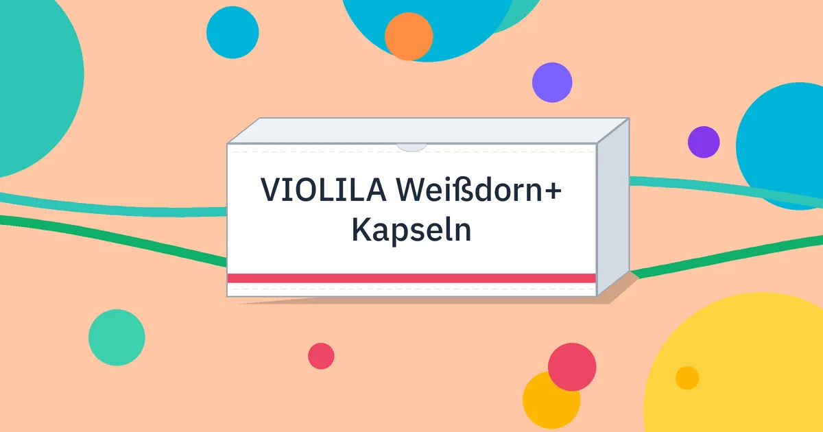 Symbolbild: Packung mit der Aufschrift VIOLILA Weißdorn+ Kapseln (PZN 14177133) – Verfügbarkeit und Bezug in Apotheken in Frankfurt am Main