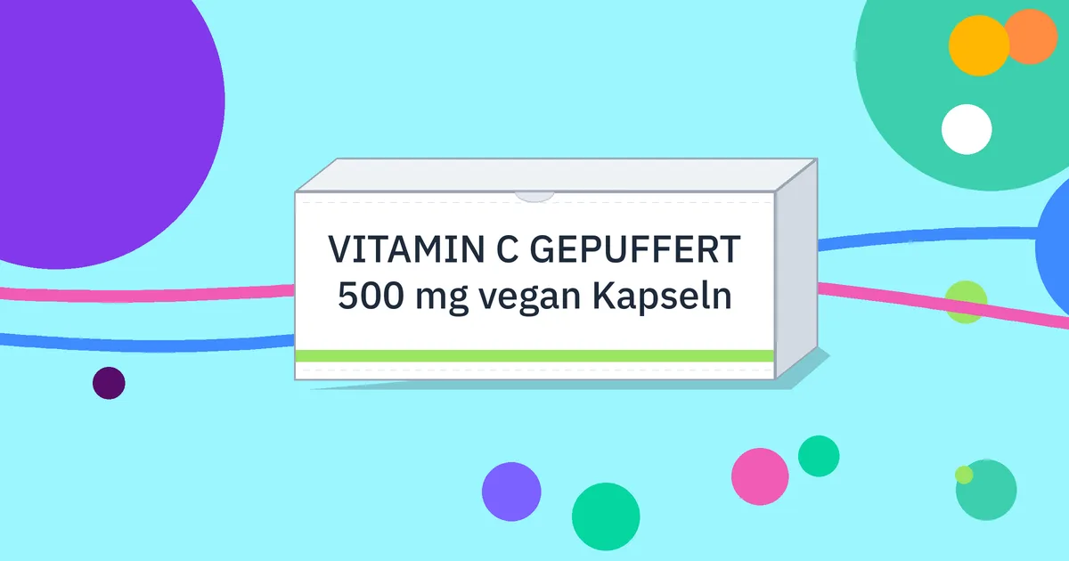 Symbolbild: Packung mit der Aufschrift VITAMIN C GEPUFFERT 500 mg vegan Kapseln (PZN 19131615) – Verfügbarkeit und Bezug in Apotheken in Frankfurt am Main