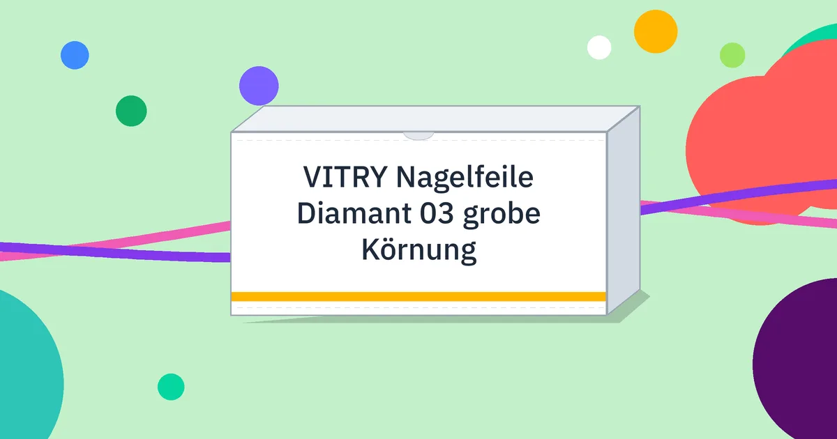 Symbolbild: Packung mit der Aufschrift VITRY Nagelfeile Diamant 03 grobe Körnung (PZN 16149218) – Verfügbarkeit und Bezug in Apotheken in Frankfurt am Main