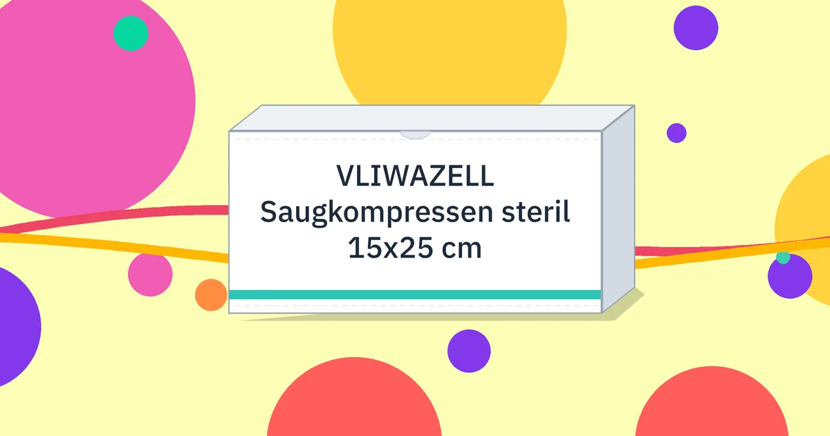 Symbolbild: Packung mit der Aufschrift VLIWAZELL Saugkompressen steril 15x25 cm (PZN 05855663) – Verfügbarkeit und Bezug in Apotheken in Frankfurt am Main