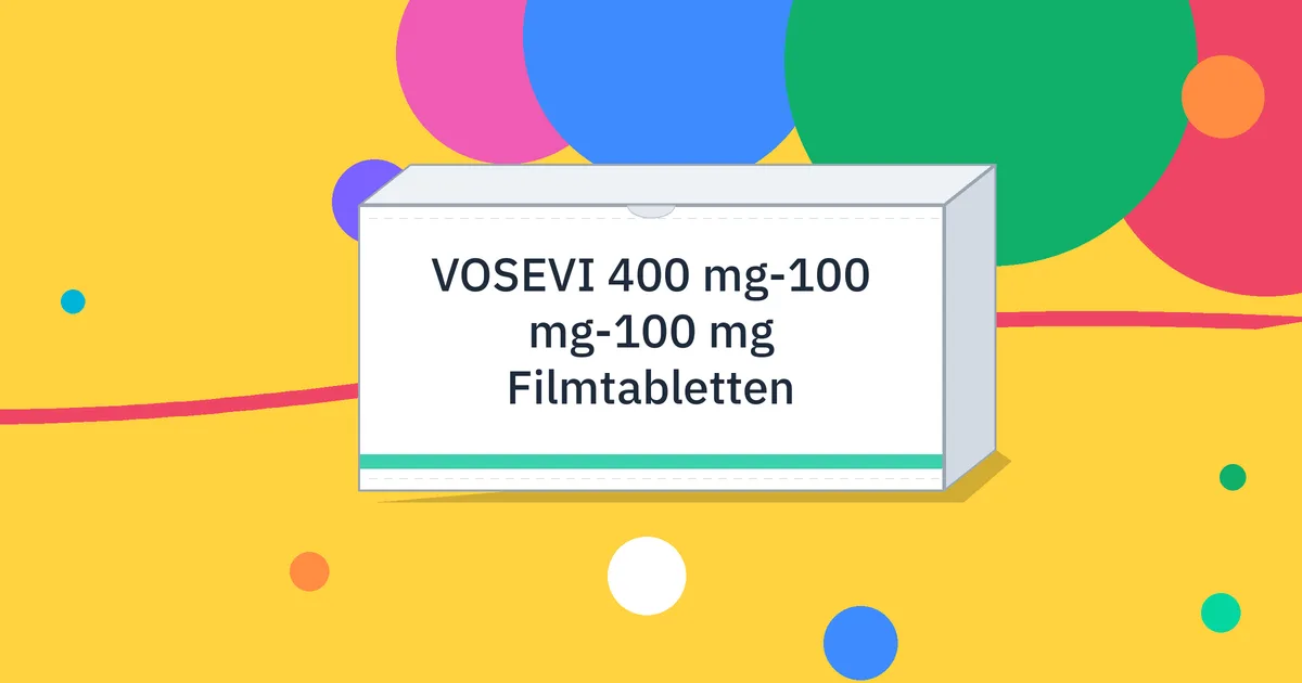 Symbolbild: Packung mit der Aufschrift VOSEVI 400 mg-100 mg-100 mg Filmtabletten (PZN 17217413) – Verfügbarkeit und Bezug in Apotheken in Frankfurt am Main