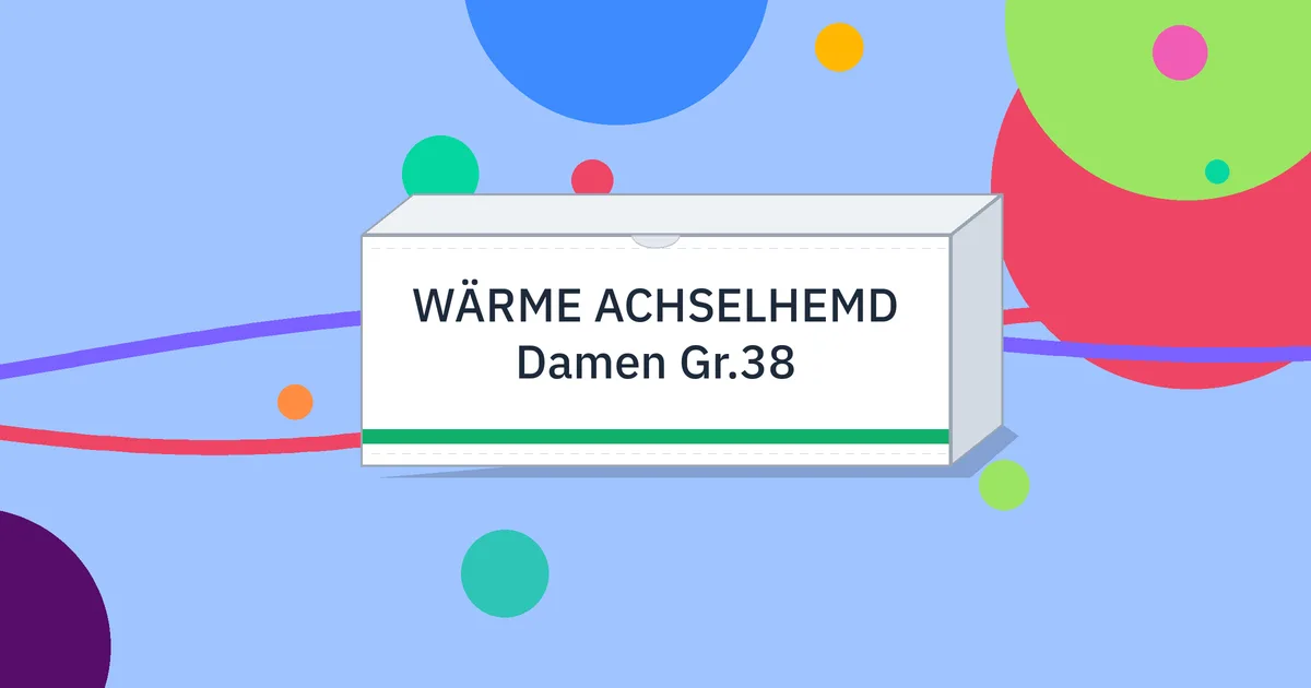 Symbolbild: Packung mit der Aufschrift WÄRME ACHSELHEMD Damen Gr.38 (PZN 02445574) – Verfügbarkeit und Bezug in Apotheken in Frankfurt am Main