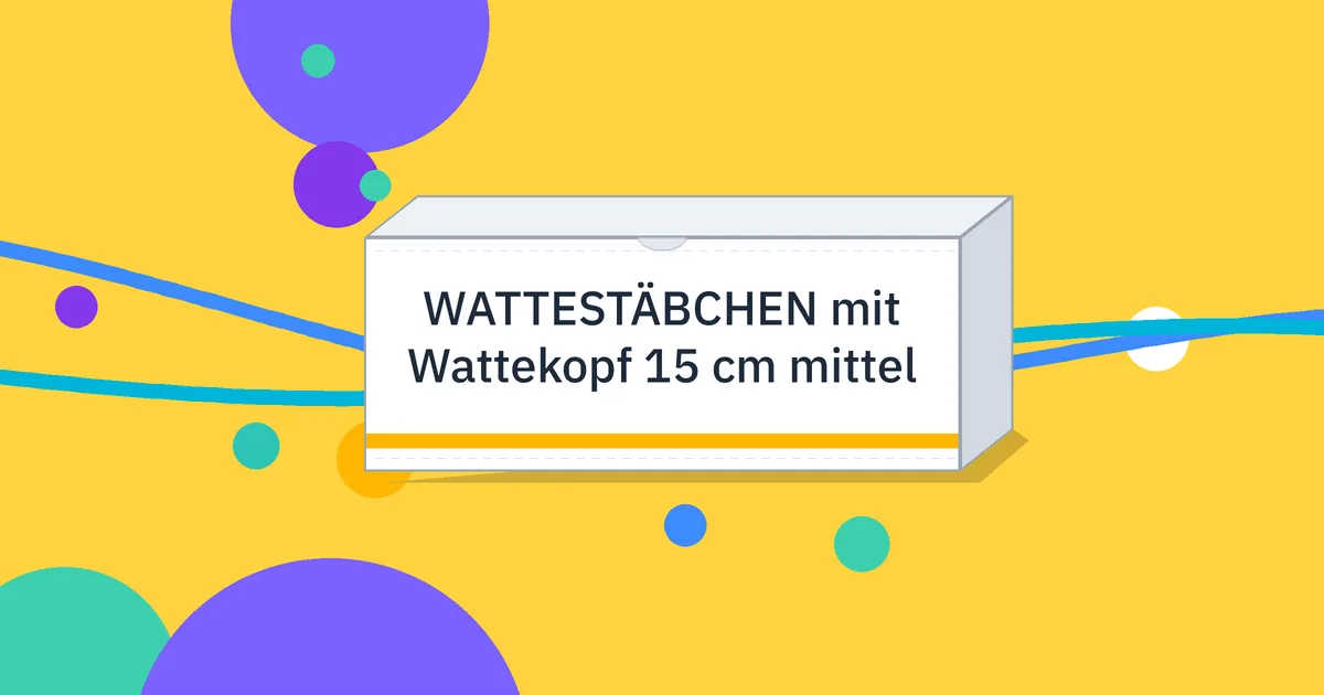 Symbolbild: Packung mit der Aufschrift WATTESTÄBCHEN mit Wattekopf 15 cm mittel (PZN 02819595) – Verfügbarkeit und Bezug in Apotheken in Frankfurt am Main