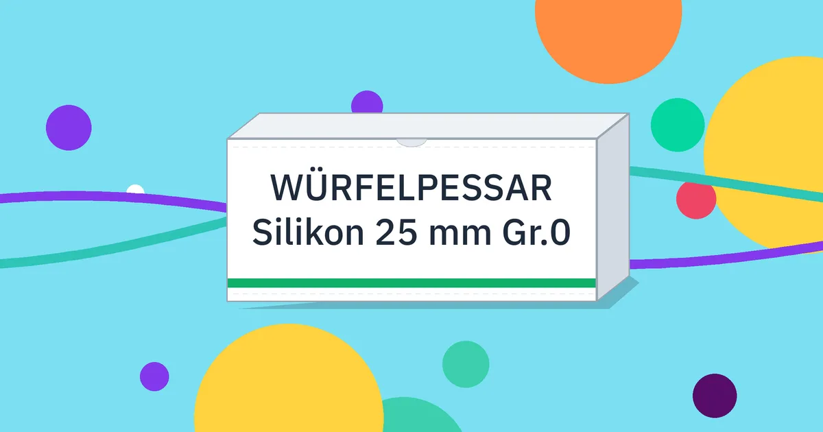 Symbolbild: Packung mit der Aufschrift WÜRFELPESSAR Silikon 25 mm Gr.0 (PZN 03461635) – Verfügbarkeit und Bezug in Apotheken in Frankfurt am Main