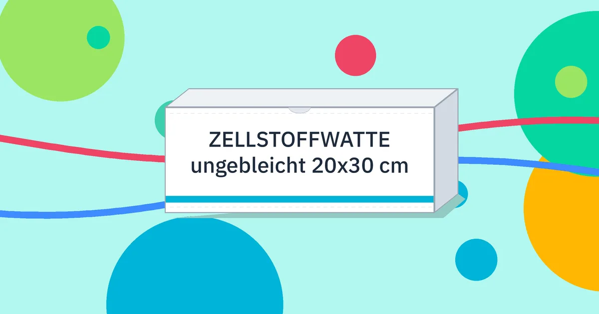Symbolbild: Packung mit der Aufschrift ZELLSTOFFWATTE ungebleicht 20x30 cm (PZN 03058170) – Verfügbarkeit und Bezug in Apotheken in Frankfurt am Main