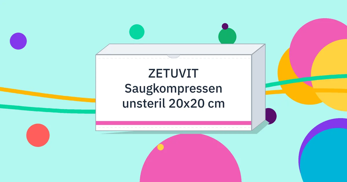 Symbolbild: Packung mit der Aufschrift ZETUVIT Saugkompressen unsteril 20x20 cm (PZN 13653643) – Verfügbarkeit und Bezug in Apotheken in Frankfurt am Main