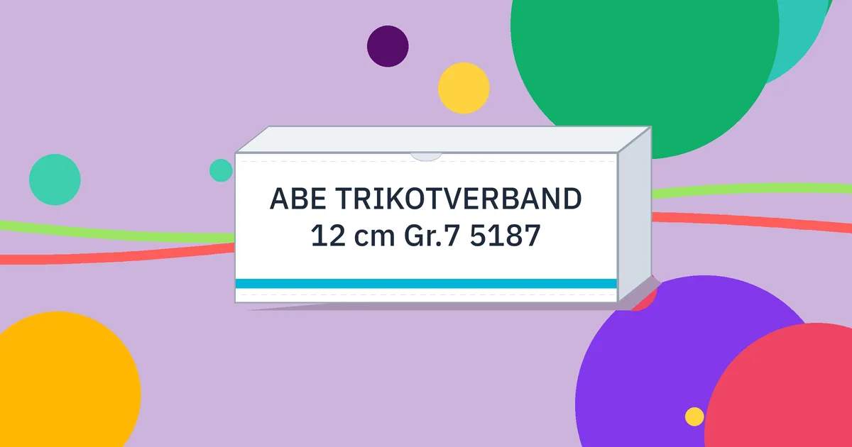 Symbolbild: Packung mit der Aufschrift ABE TRIKOTVERBAND 12 cm Gr.7 5187 (PZN 01331443) – Verfügbarkeit und Bezug in Apotheken in Frankfurt am Main