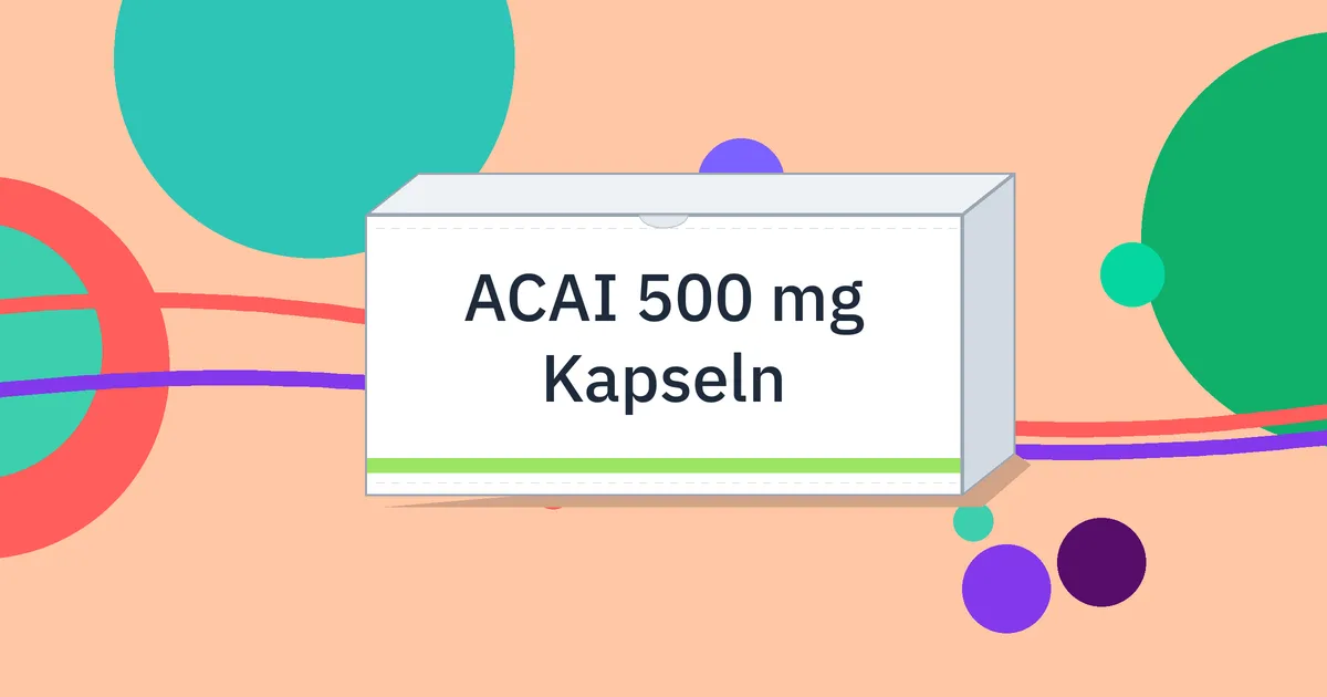Symbolbild: Packung mit der Aufschrift ACAI 500 mg Kapseln (PZN 10110161) – Verfügbarkeit und Bezug in Apotheken in Frankfurt am Main
